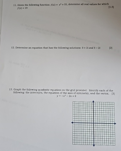 Solved Given the following function: f(x)=x2+55, ﻿determine | Chegg.com