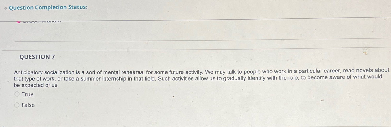 Solved Question Completion Status:QUESTION 7Anticipatory | Chegg.com