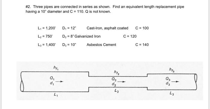 Solved #2. Three pipes are connected in series as shown. | Chegg.com