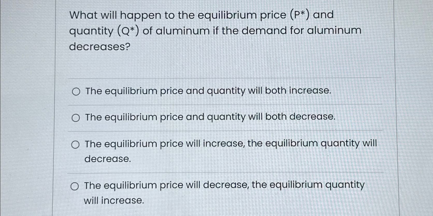 Solved What will happen to the equilibrium price (P**) ﻿and | Chegg.com