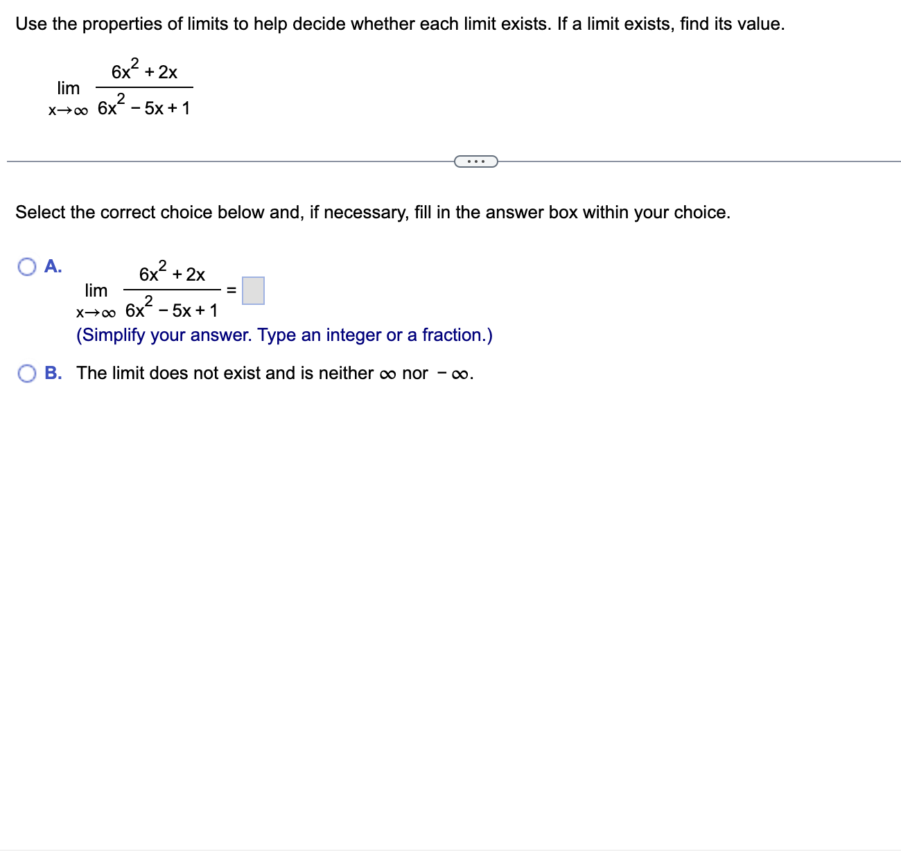 Solved Use the properties of limits to help decide whether | Chegg.com