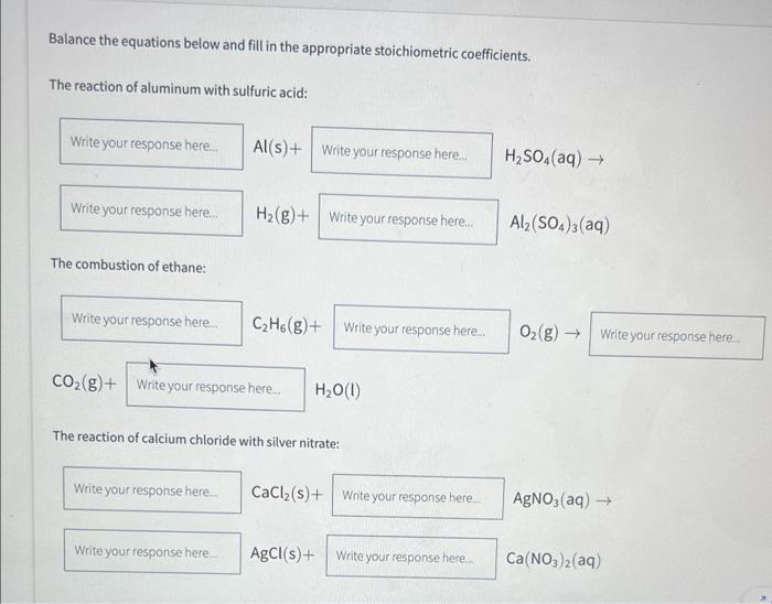 Solved Balance the equations below and fill in the | Chegg.com