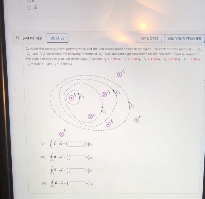 Solved Consider the seven current-carrying wires and the | Chegg.com