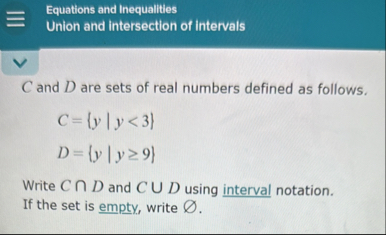 Solved Equations and InequalitiesUnion and Intersection of | Chegg.com