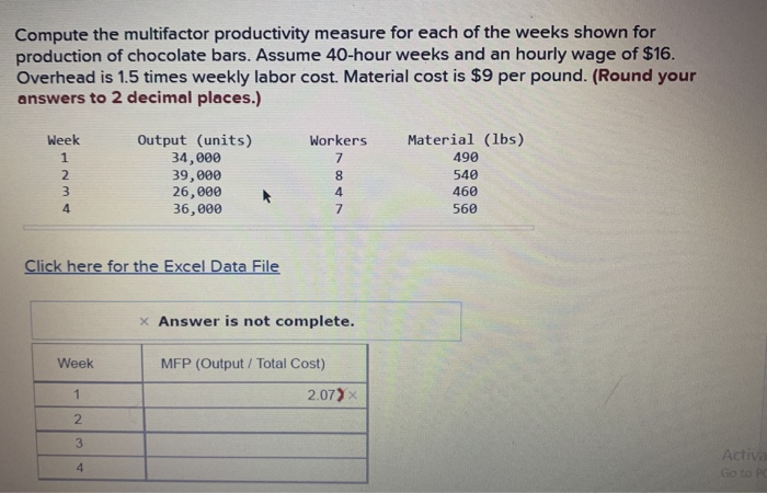Solved Compute the multifactor productivity measure for each | Chegg.com