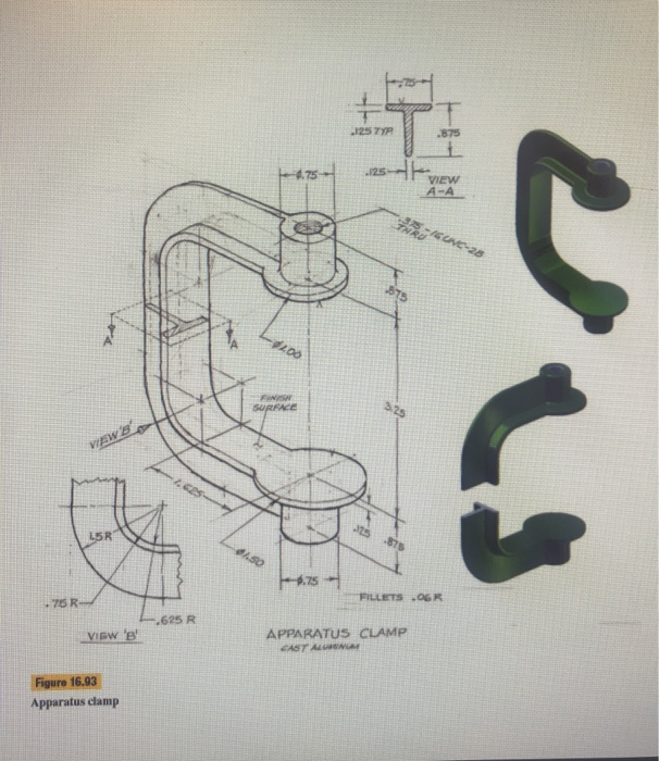 Solved Draw the front, top and right side multiviews for the | Chegg.com