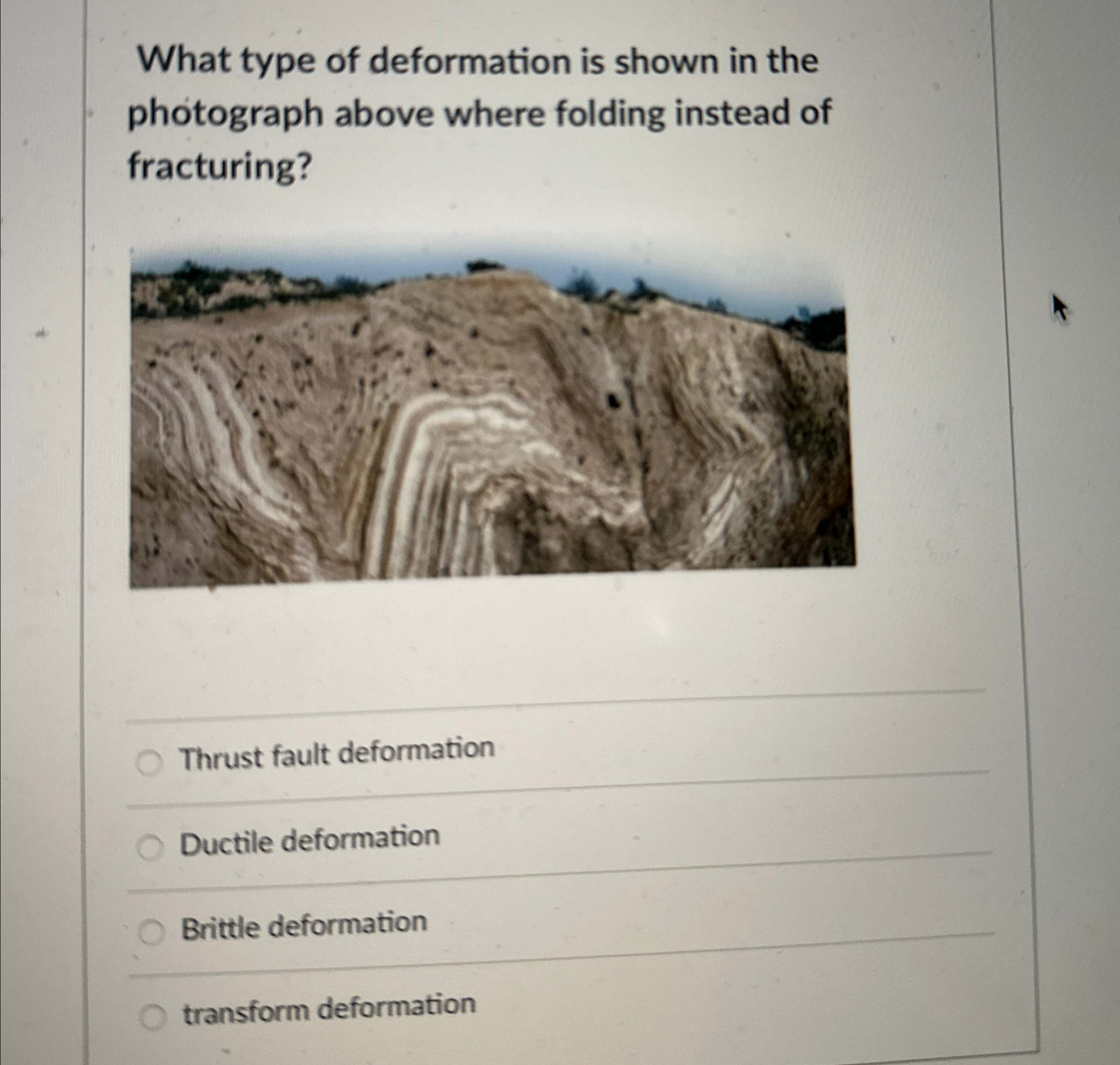 Solved What type of deformation is shown in the photograph | Chegg.com