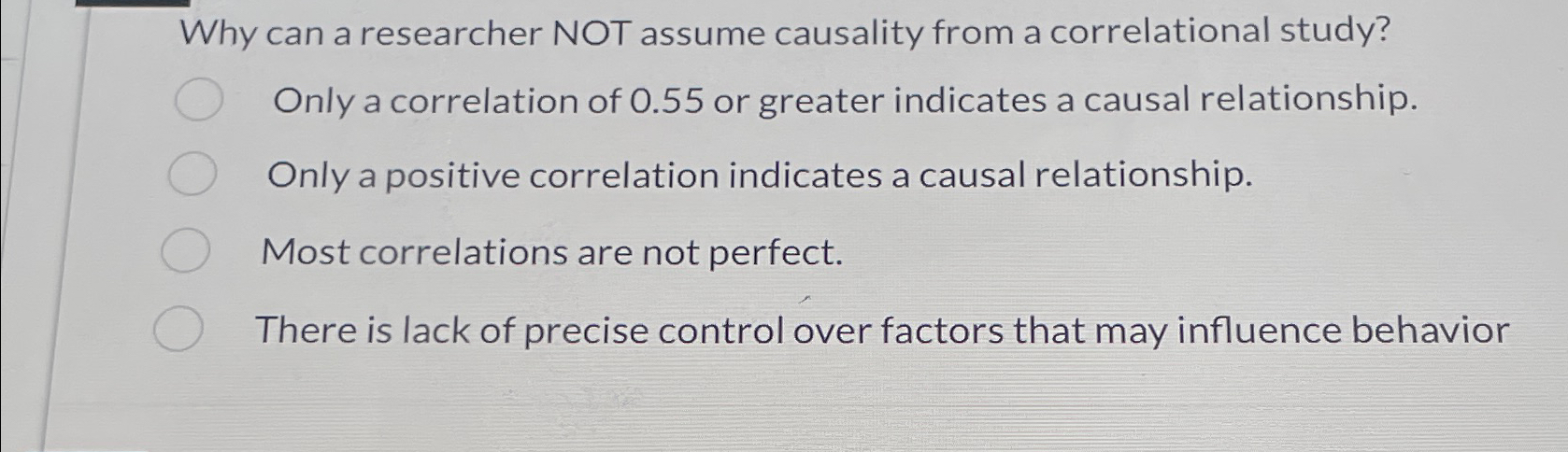 Solved Why can a researcher NOT assume causality from a | Chegg.com