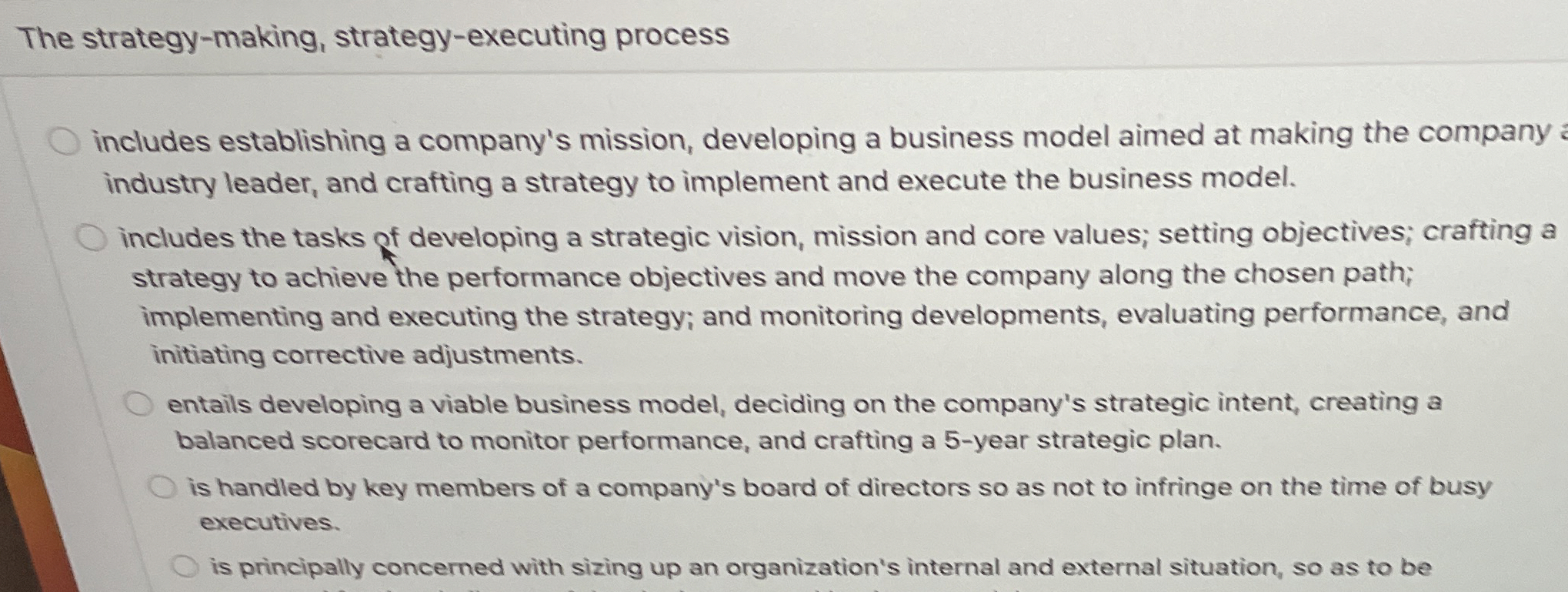 Solved The strategy-making, strategy-executing | Chegg.com