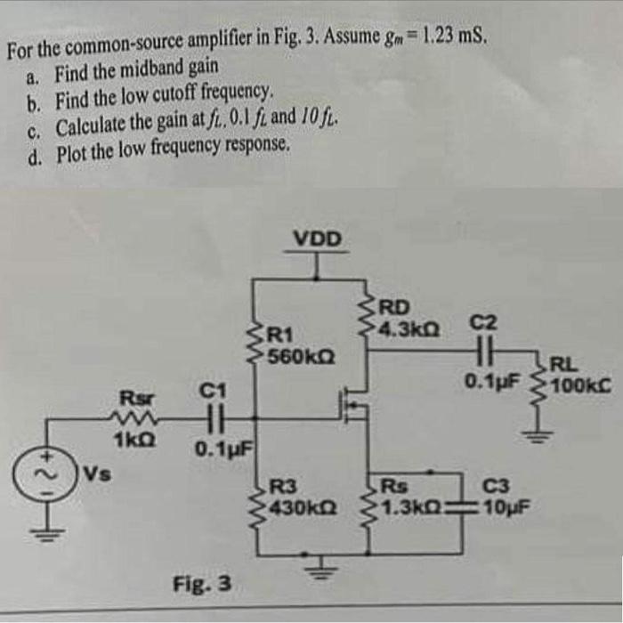For the common-source amplifier in Fig. 3. Assume | Chegg.com