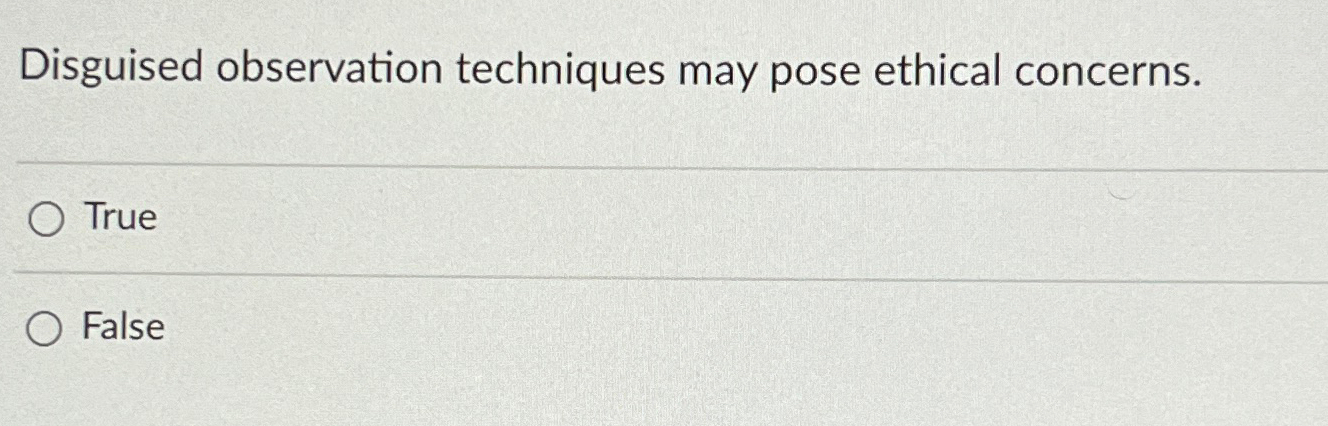 Solved Disguised observation techniques may pose ethical | Chegg.com