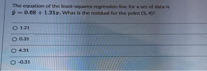 Solved The equation of the least-squares regression line for | Chegg.com