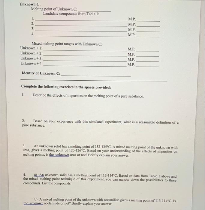 Solved Experiment #10 - Melting Point Determination Report | Chegg.com