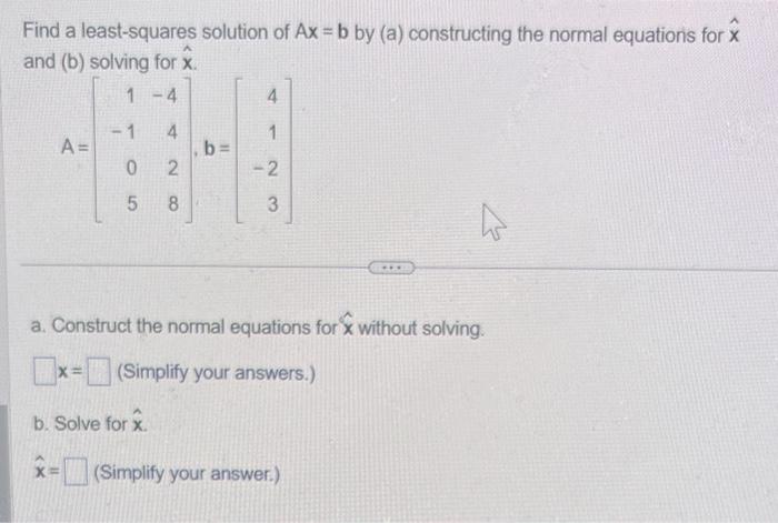 Find a least-squares solution of Ax=b by (a) | Chegg.com