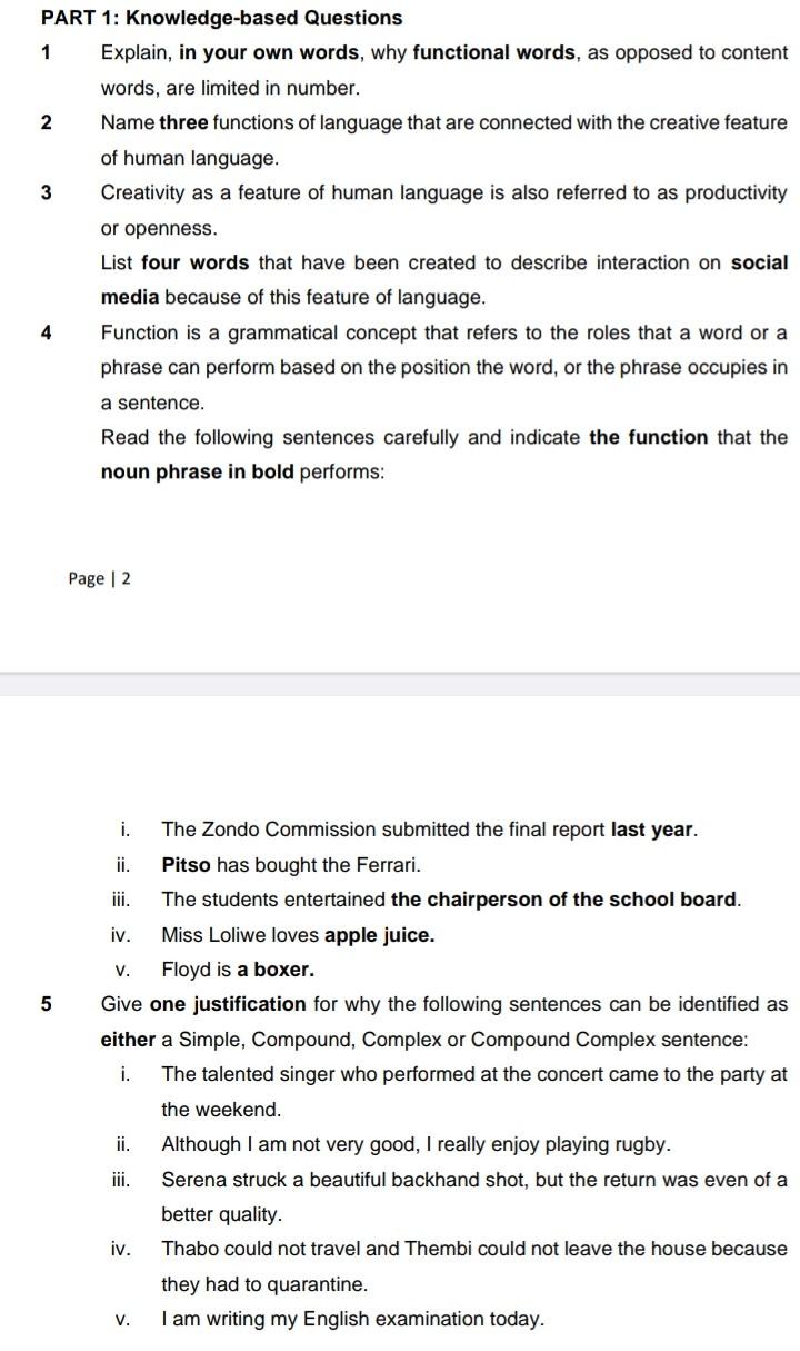 PART 1: Knowledge-based Questions 1 Explain, in your | Chegg.com