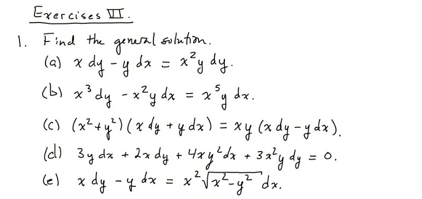 Solved (b) x 3 = x Exercises II. 1. Find the general | Chegg.com