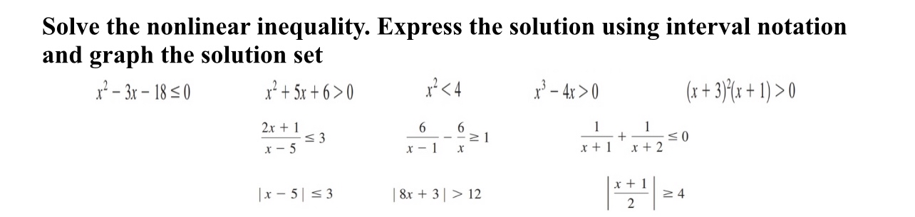 Solved Solve the nonlinear inequality. Express the solution | Chegg.com