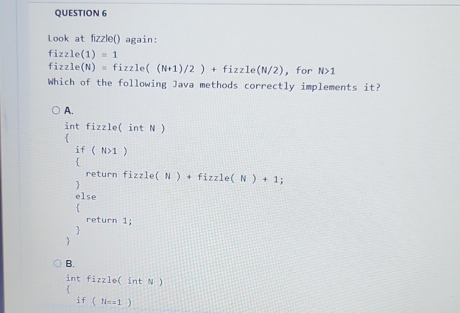 Solved Look at fizzle() again: fizzle (1)=1 fizzle | Chegg.com