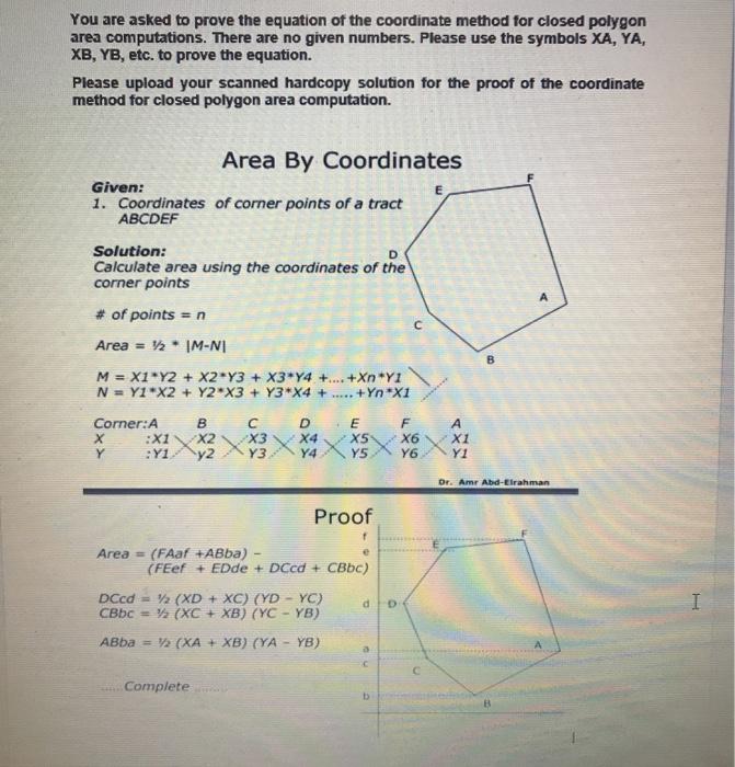Solved You are asked to prove the equation of the coordinate | Chegg.com