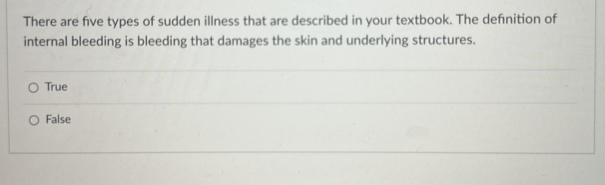 Solved There are five types of sudden illness that are | Chegg.com