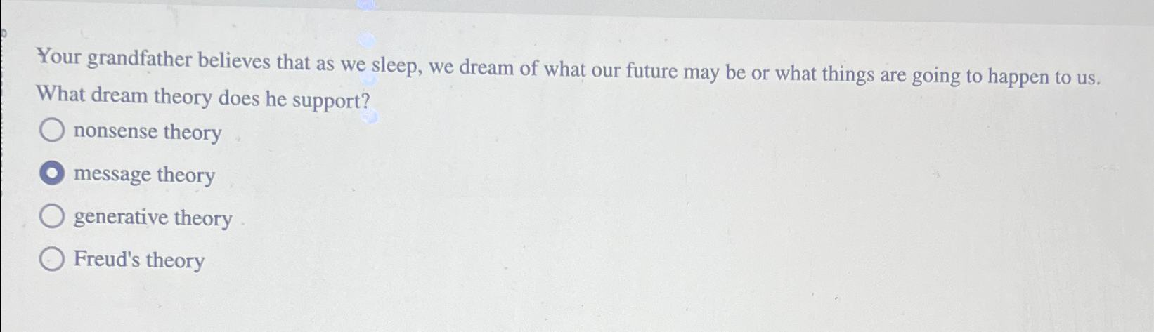Solved Your grandfather believes that as we sleep, we dream | Chegg.com