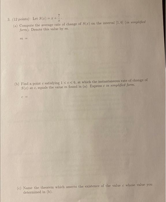 Solved 3. (12 points) Let S(x)=x+x7. (a) Compute the average | Chegg.com