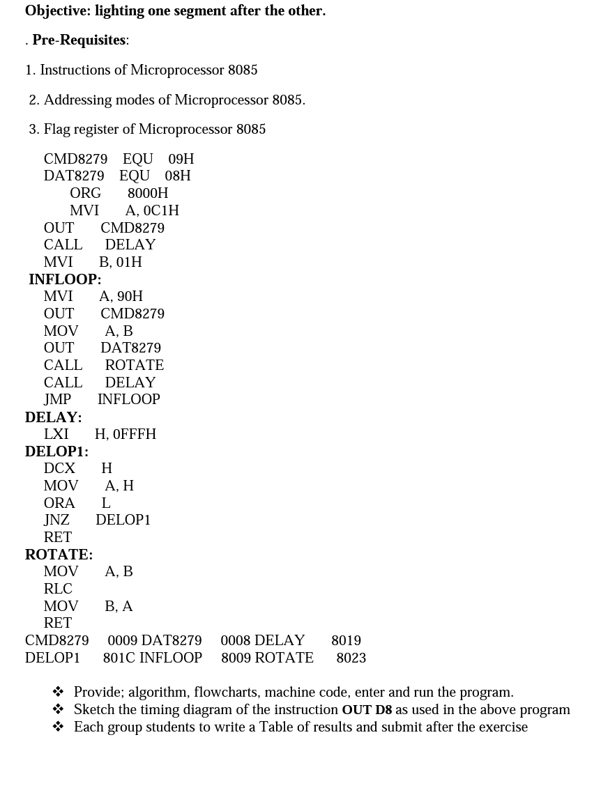 Solved Objective: lighting one segment after the other.. | Chegg.com