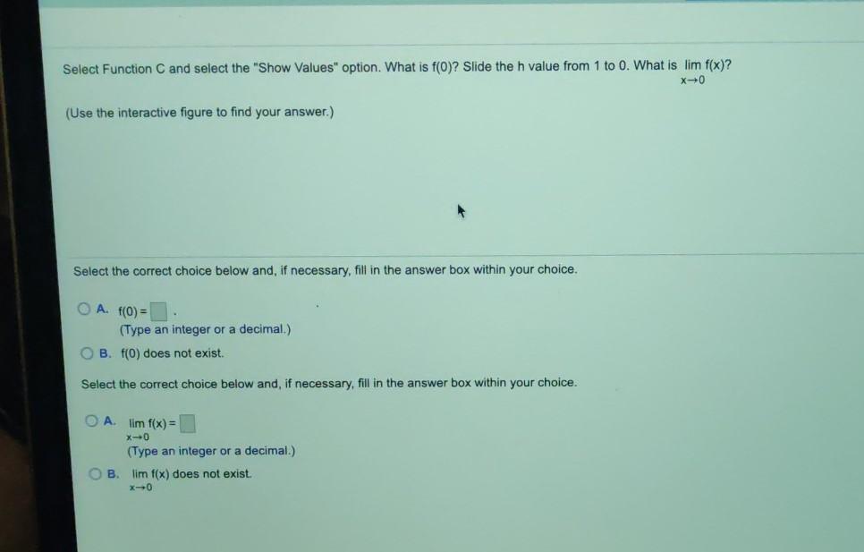 Solved Select Function B and select the "Show Values" | Chegg.com