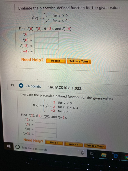 Solved Evaluate the piecewise-defined function for the given | Chegg.com