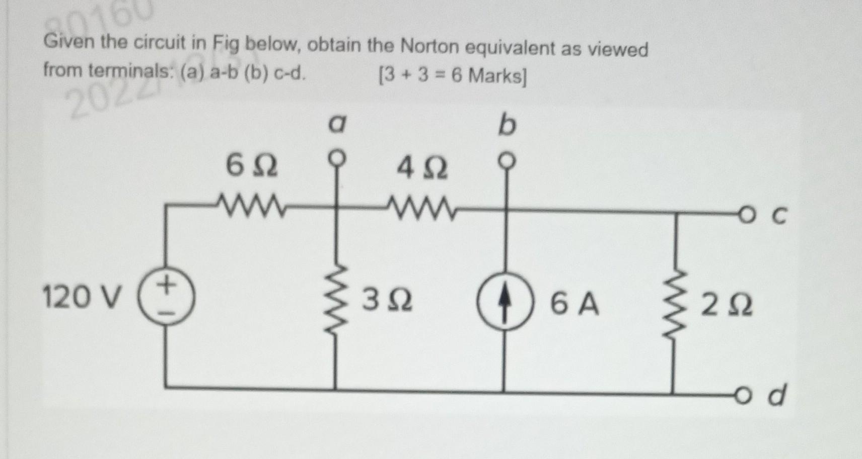 Solved Given the circuit in Fig below, obtain the Norton | Chegg.com