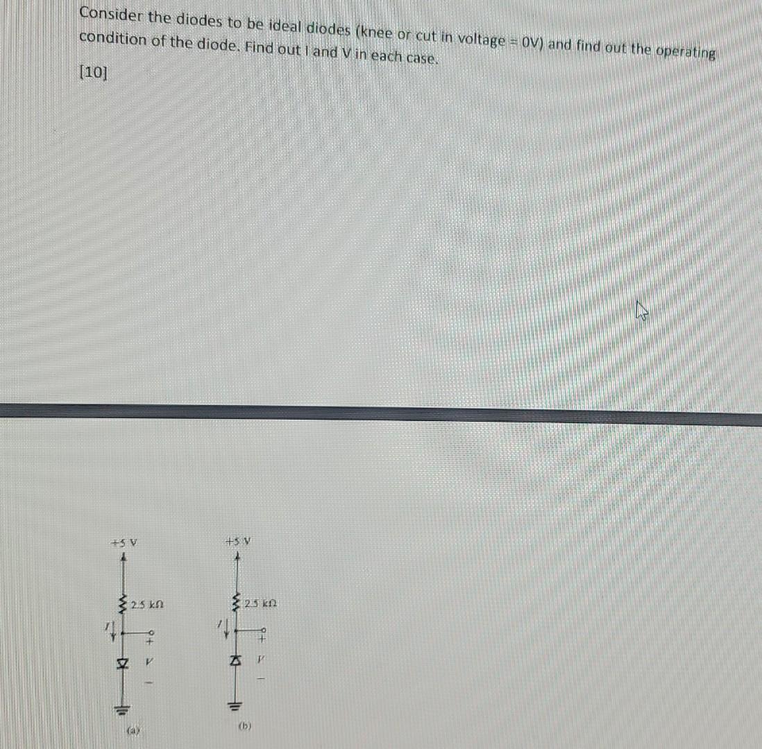 Solved Consider the diodes to be ideal diodes (knee or cut | Chegg.com