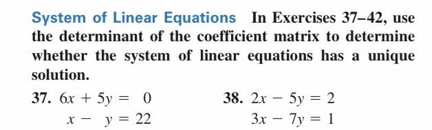 Solved System of Linear Equations In Exercises 37-42, use | Chegg.com