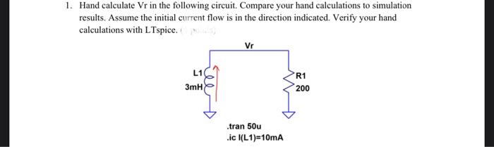 Solved 1. Hand calculate Vr in the following circuit. | Chegg.com