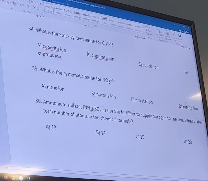 Solved 34. What is the Stock system name for Cu2 ? A) | Chegg.com