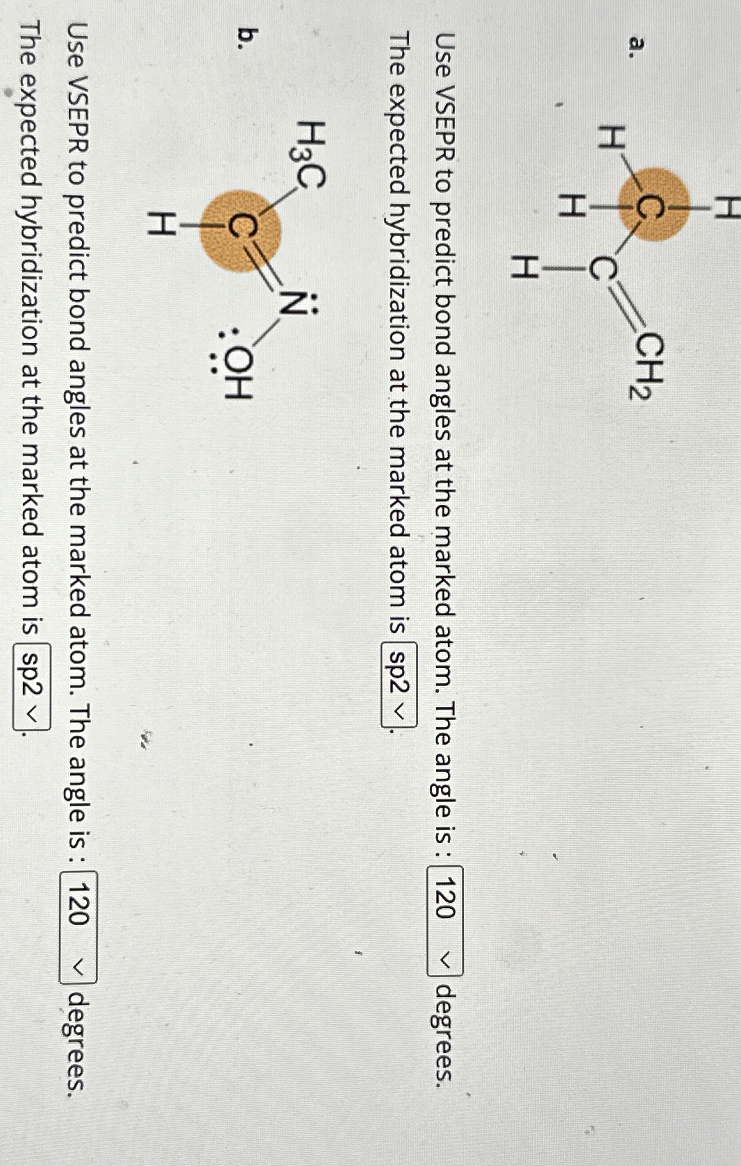 Solved Use VSEPR to predict bond angles at the marked atom. | Chegg.com