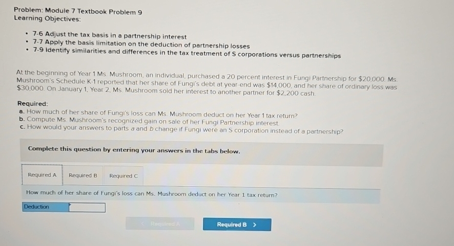 Solved Problem: Module 7 ﻿Textbook Problem 9Learning | Chegg.com