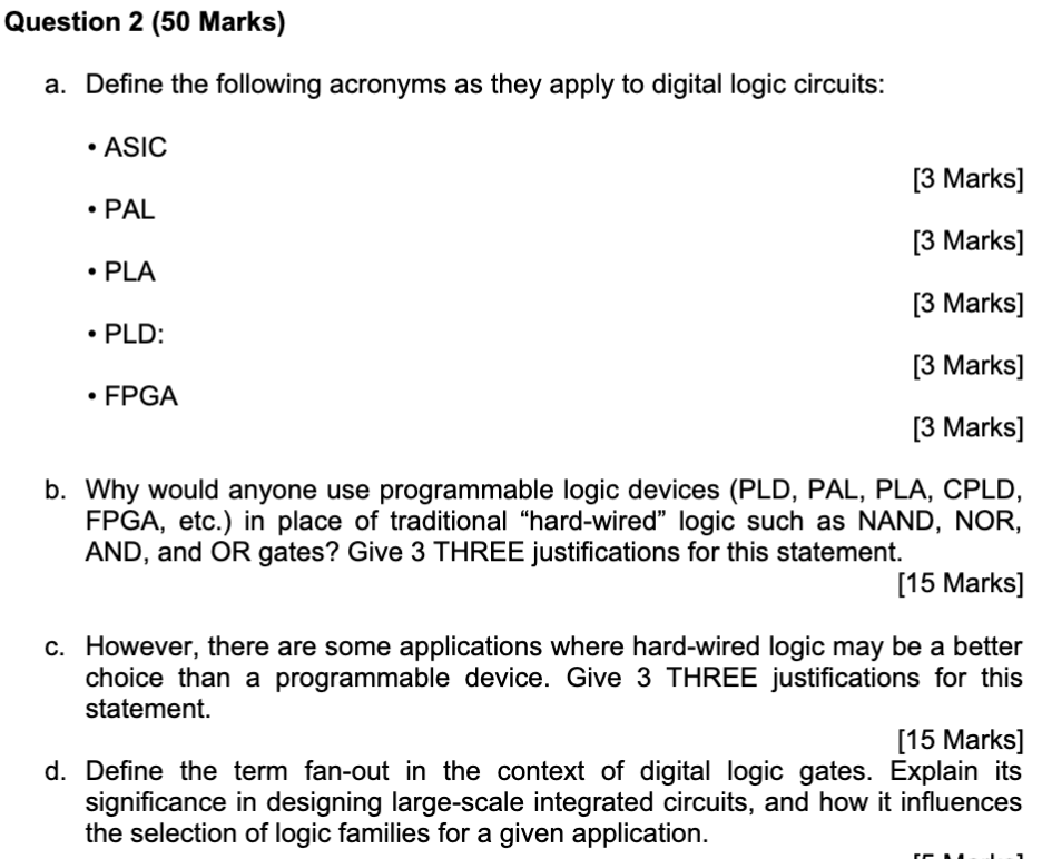 Solved Question 2 (50 ﻿Marks)a. ﻿Define the following | Chegg.com