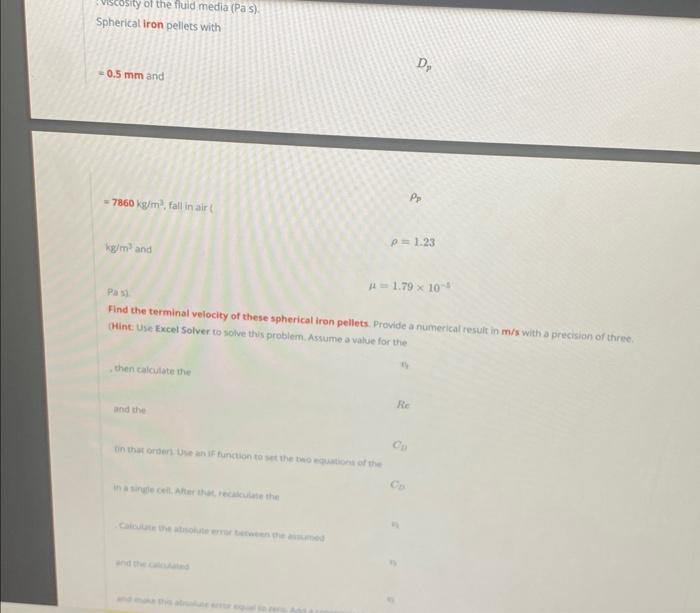 Solved The terminal velocity of a solid sphericat particle | Chegg.com