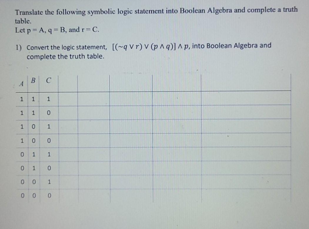 Solved Translate the following symbolic logic statement into | Chegg.com