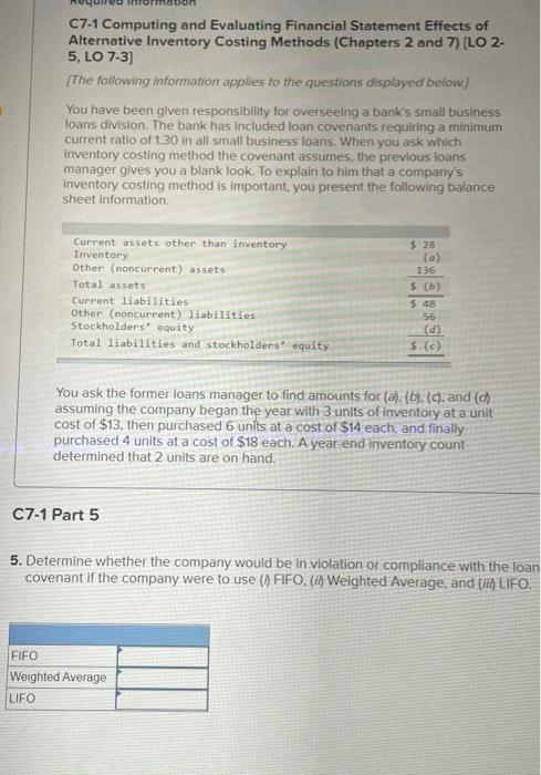 Solved C7-1 Computing and Evaluating Financial Statement | Chegg.com