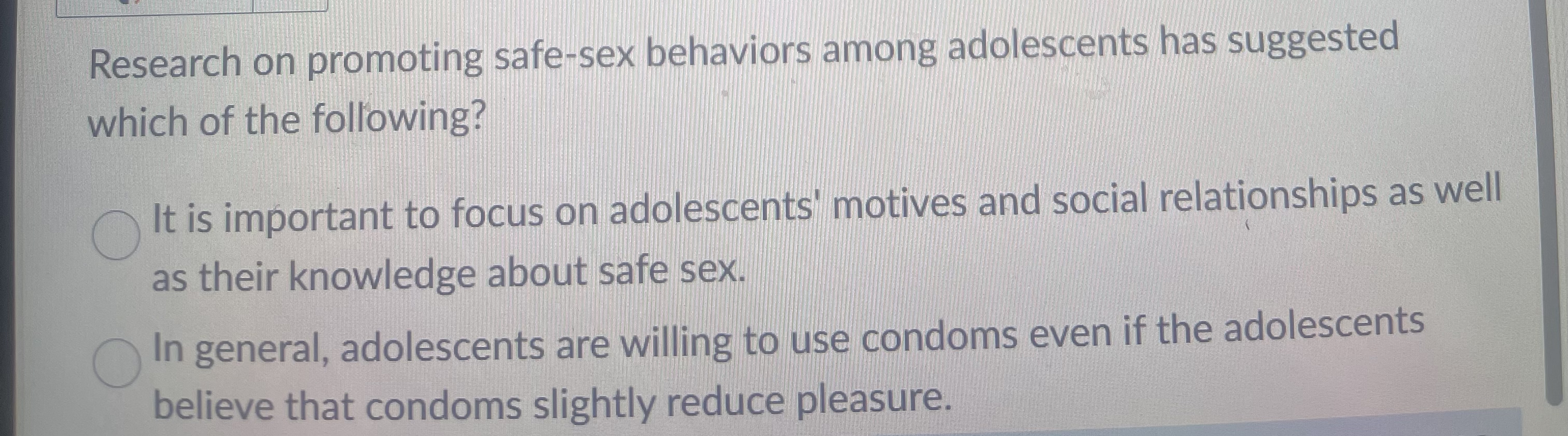 Solved Research On Promoting Safe Sex Behaviors Among