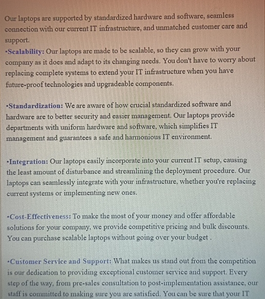 Solved Our laptops are supported by standardized hardware | Chegg.com