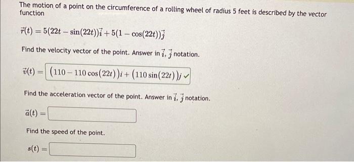 Solved The motion of a point on the circumference of a | Chegg.com