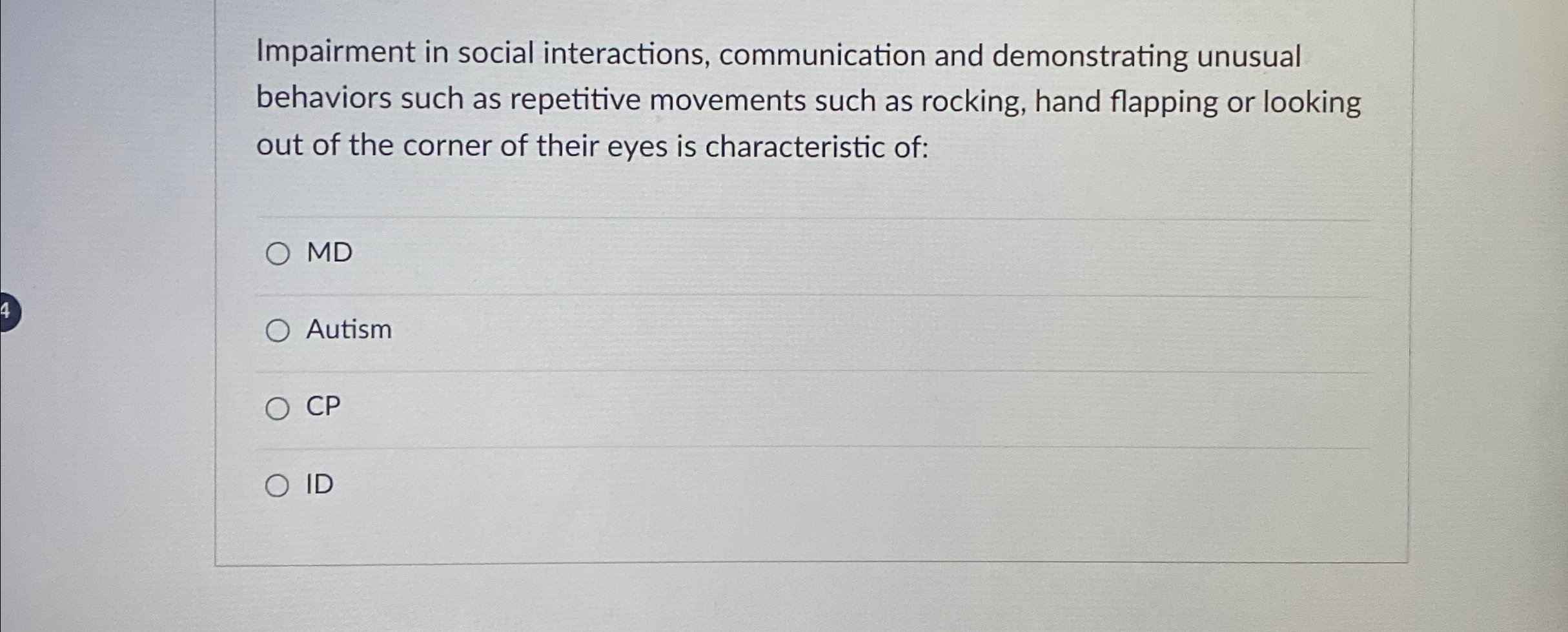 Solved Impairment in social interactions, communication and | Chegg.com