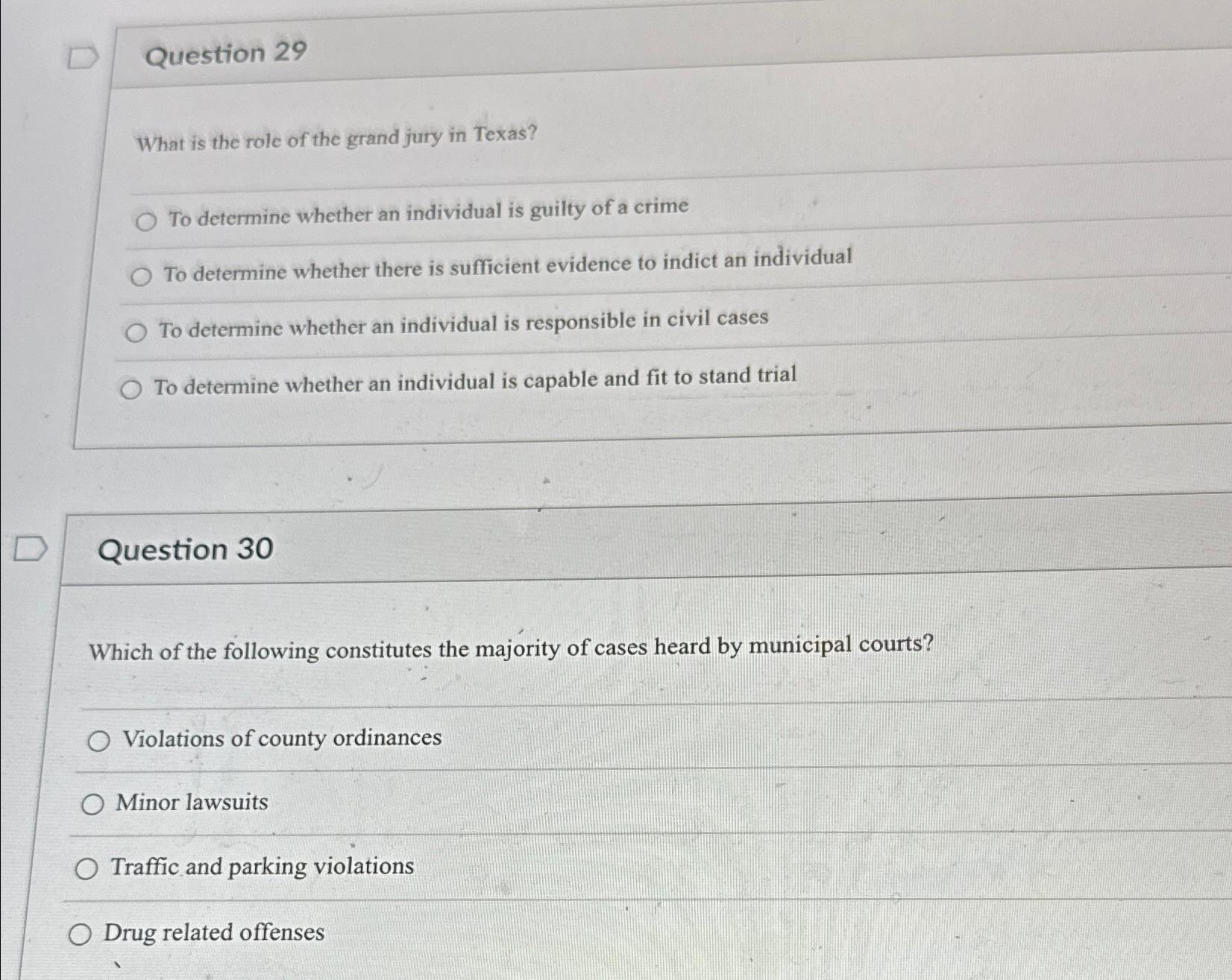 Solved Question 29What is the role of the grand jury in | Chegg.com