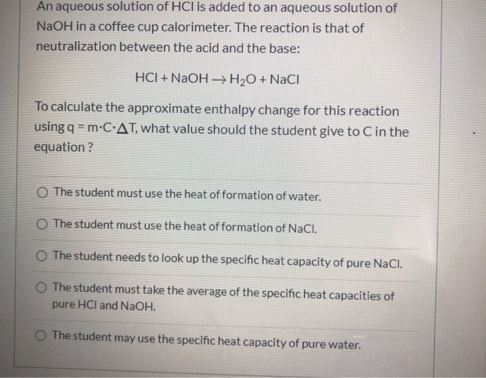 Solved An aqueous solution of HCl is added to an aqueous | Chegg.com
