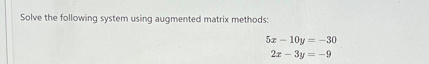 Solved Solve the following system using augmented matrix | Chegg.com