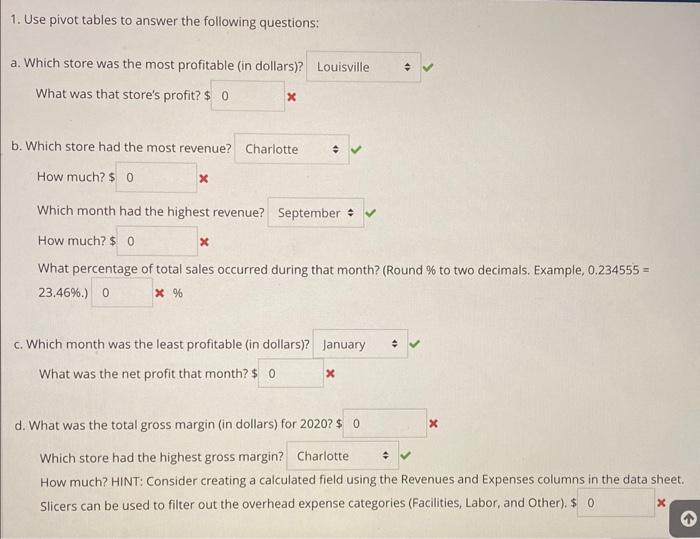 Segment Reports Using Excel (Descriptive and | Chegg.com