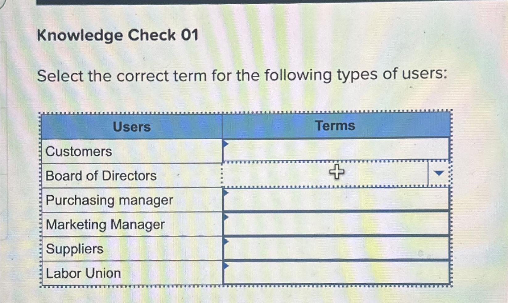 Solved Knowledge Check 01Select the correct term for the | Chegg.com
