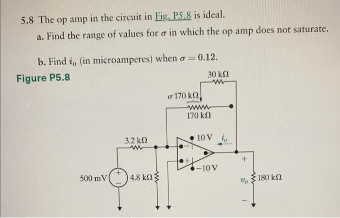 Solved 5.8 The op amp in the circuit in Fig, P5.8 is ideal. | Chegg.com